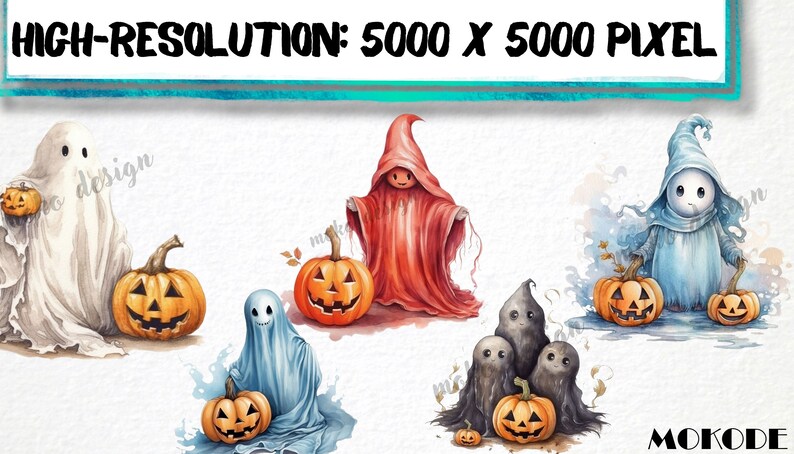 115 Spooky Halloween Ghost Clipart, Funny Ghost, Rainbow, Kids Craft ...