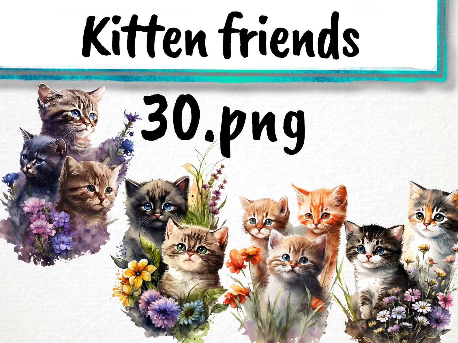 168 Cute Kittens Clip Art Bundle PNG Cat for Commercial Use - Etsy