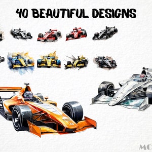 Watercolor Indycar Clipart Set, Race Car Nursery Art (digital Download ...