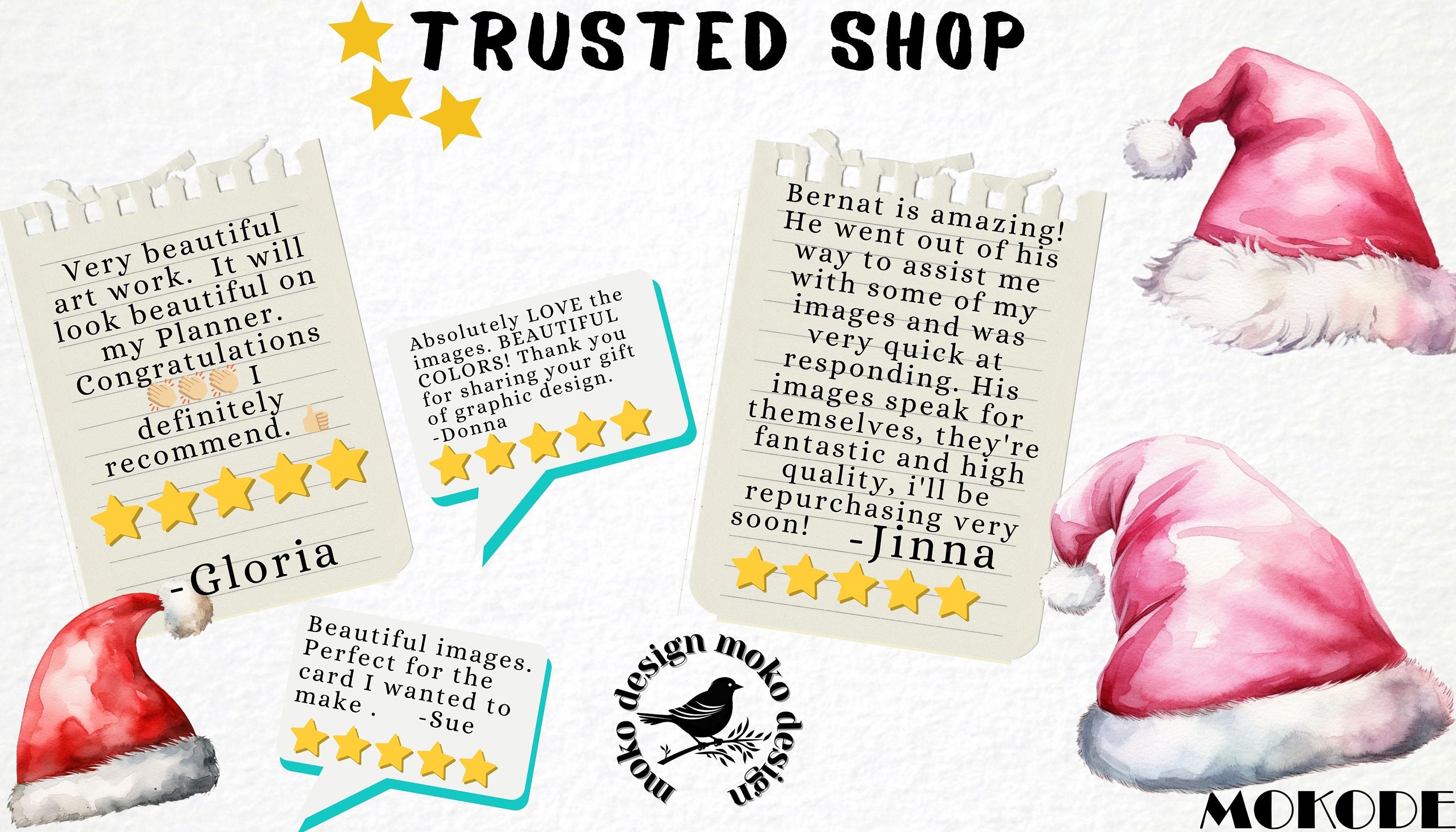 Watercolor Santa Hat Clipart Bundle, Set of 10, Watercolor Christmas ...