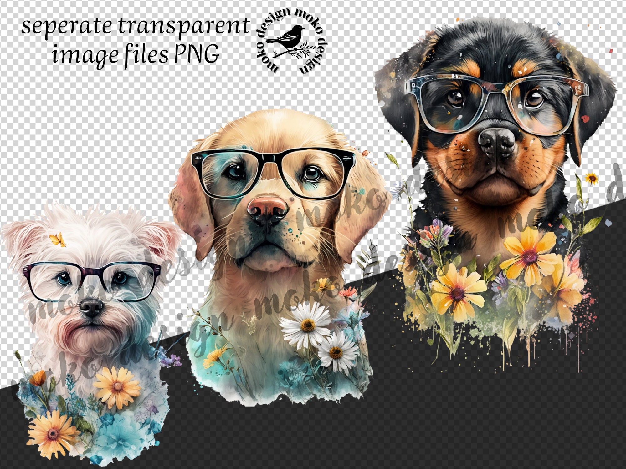 24 Cute Puppies in Glasses Clip Art Funny Dogs Design Bundle - Etsy Canada