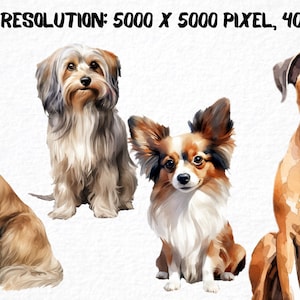 Dog Breed Clipart Bundle, Set of 101, Watercolor Dog Png, Popular Dog ...