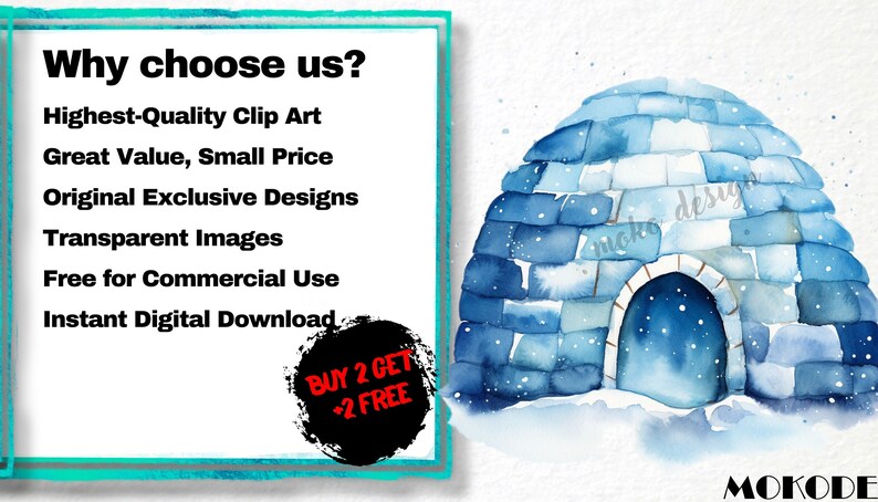 Watercolor Igloo Clipart, Set of 22, Transparent Background PNG, Snow ...