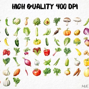 Vegetables Clipart, Set of 101, Watercolor Greens Clip Art, Veggies Png ...