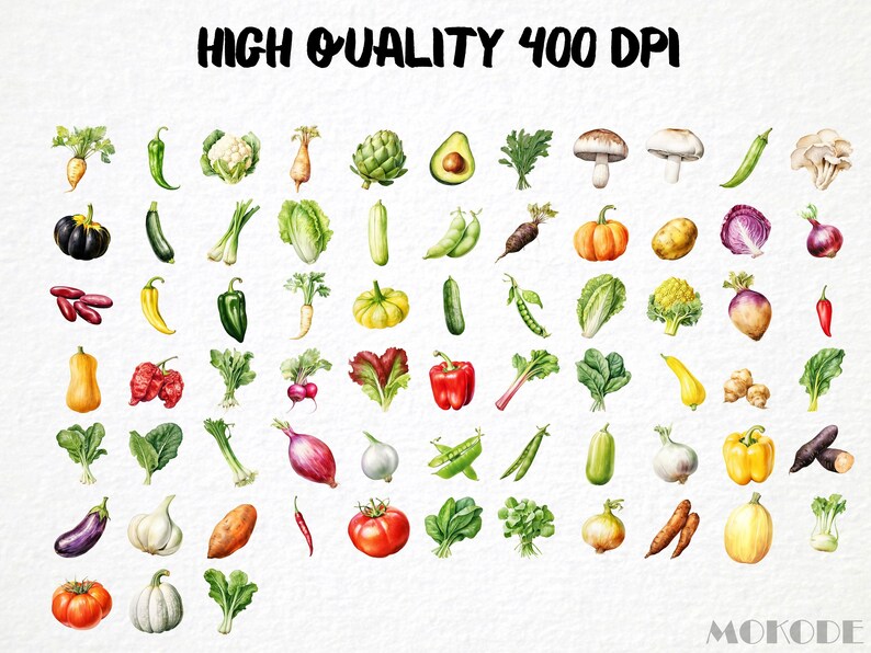 Watercolor Vegetables Clipart, 101 Veggies PNG Bundle (digital Download ...