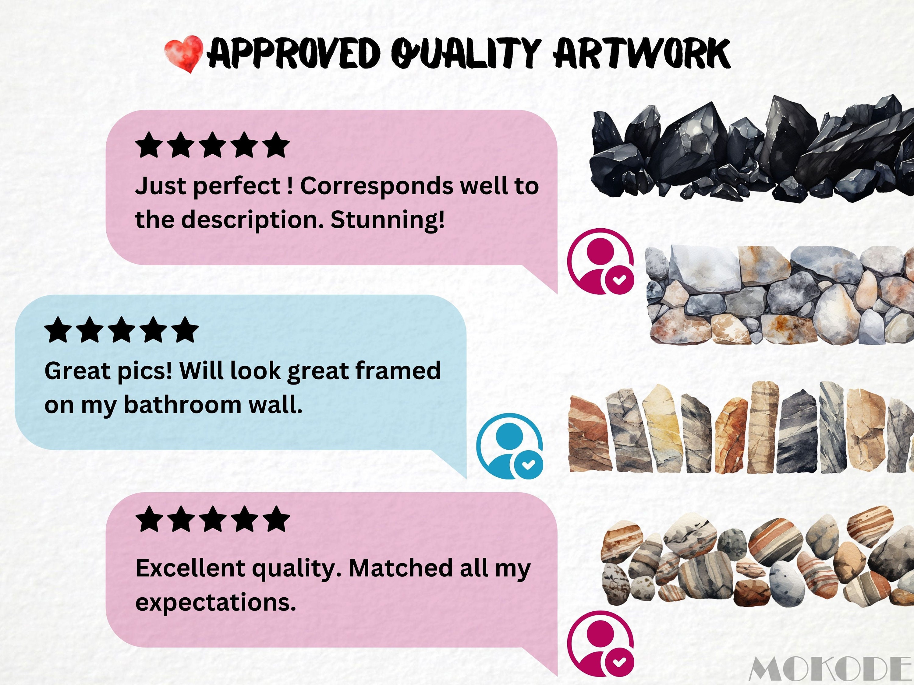Watercolor Rock Borders - 56 Clipart Bundle, DIY Stone Graphics ...