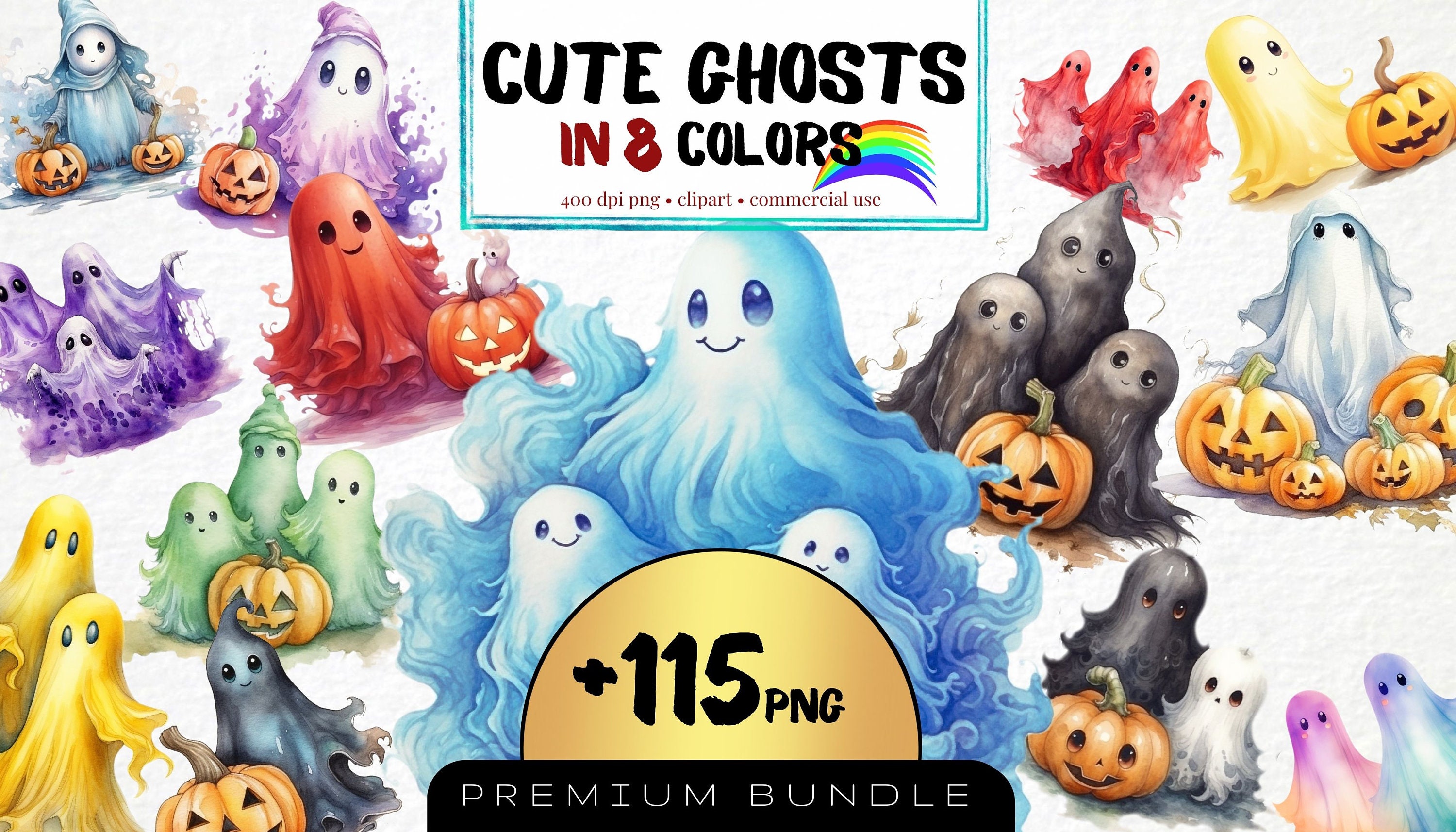 115 Spooky Halloween Ghost Clipart Funny Ghost Kids Design - Etsy