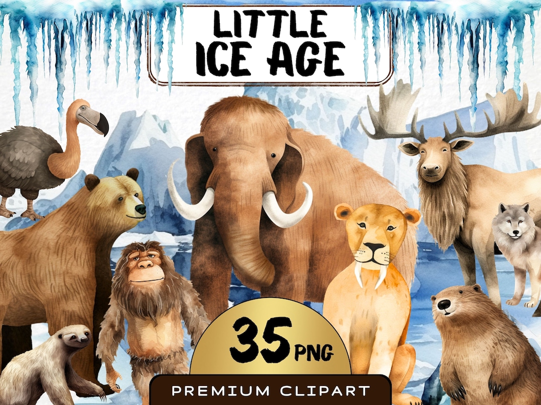 Watercolor Ice Age Animals Clipart Set of 35 Snow Animal - Etsy