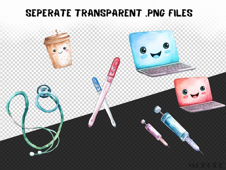 Watercolor Doctor and Nurse Clipart, 40 Png, Medical Clipart ...