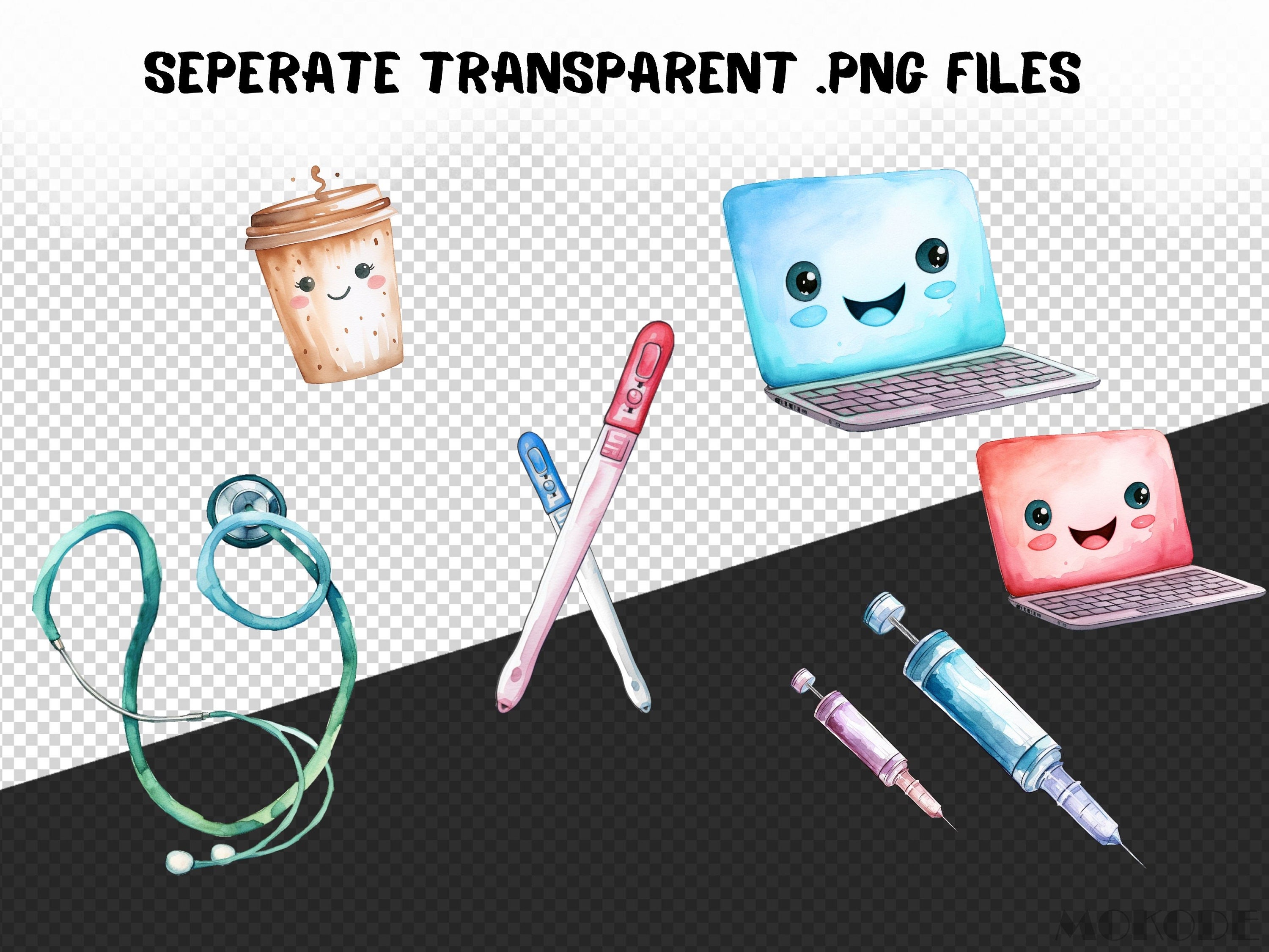 Watercolor Doctor and Nurse Clipart, 40 Png, Medical Clipart ...