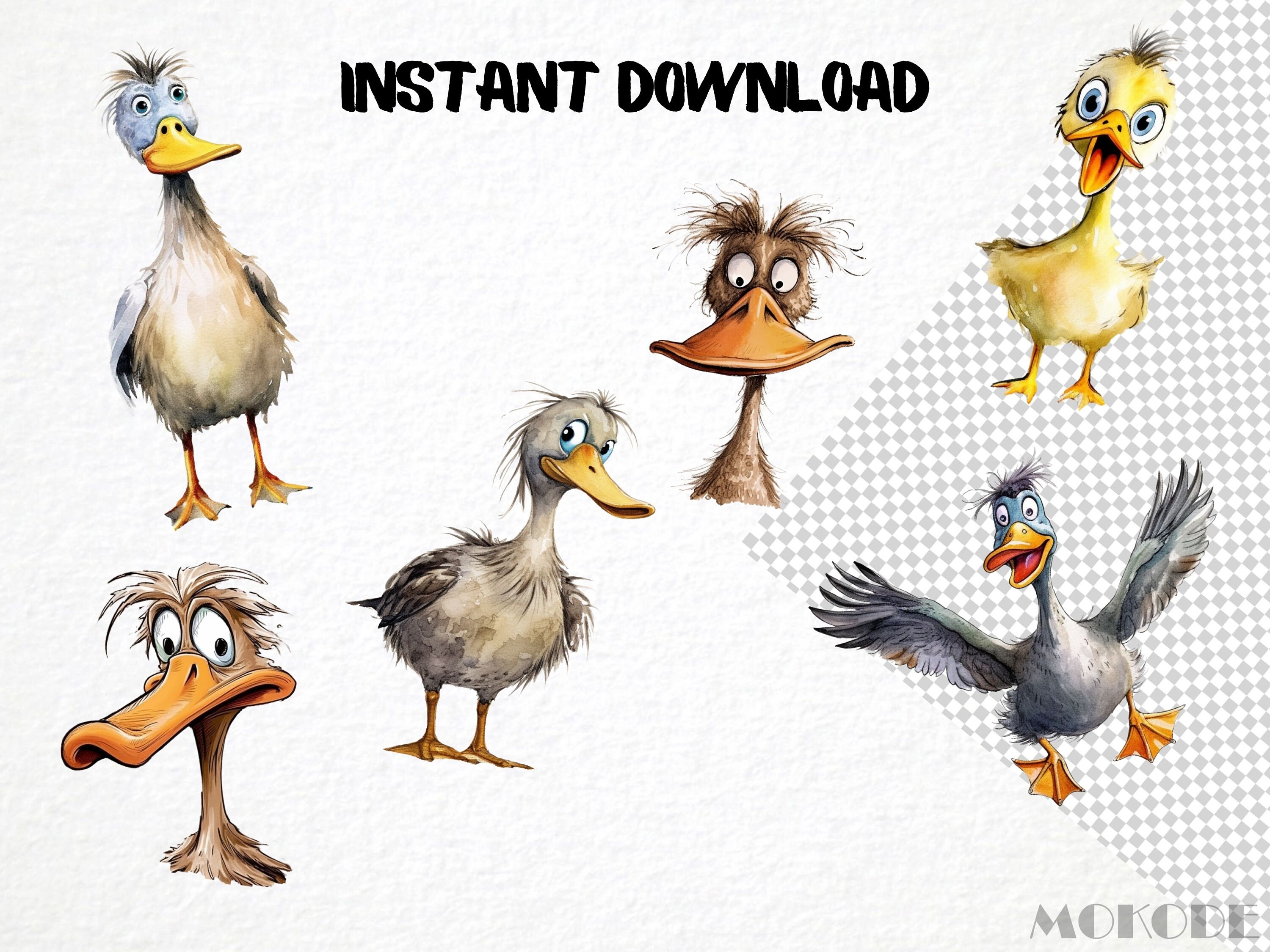 Funny Duck Clipart 50 Png, Cute Caricature Birds, Quirky Ducklings ...