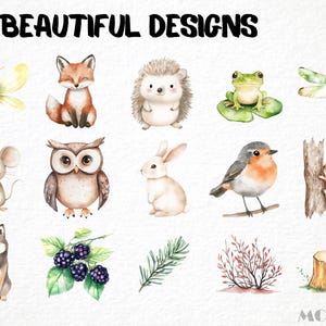 Cute Woodland Clipart 61 Png, Watercolor Forest Animals Nursery ...