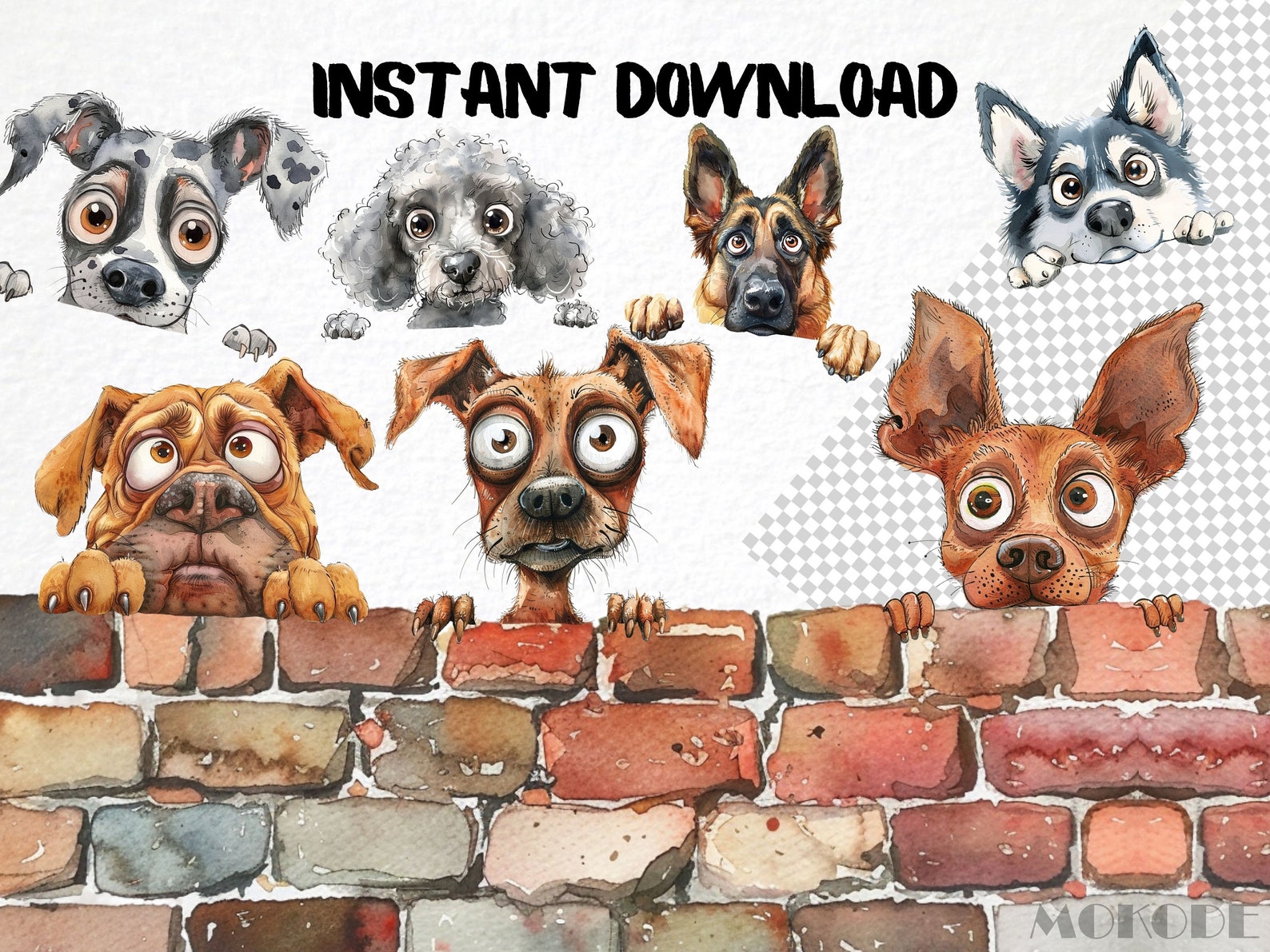 Funny Watercolor Peeking Dogs Clipart, 87 PNG Bundle - Etsy