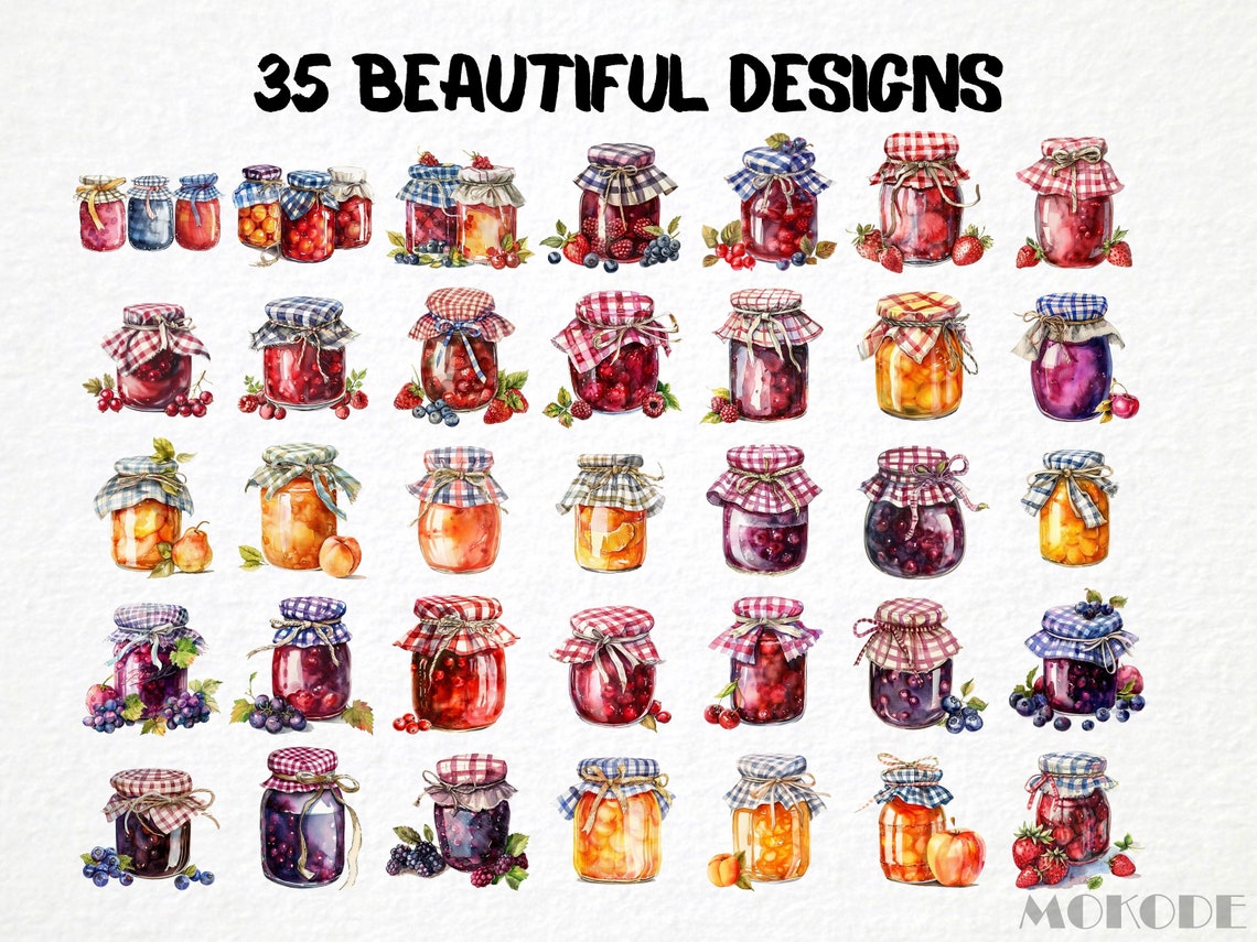 Watercolor Fruit Jam Clipart, Breakfast Spread Graphics (35 PNG) - Etsy