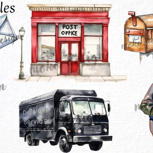 26 Watercolor Post Office Clipart, Mail Carrier Clipart, Envelope ...