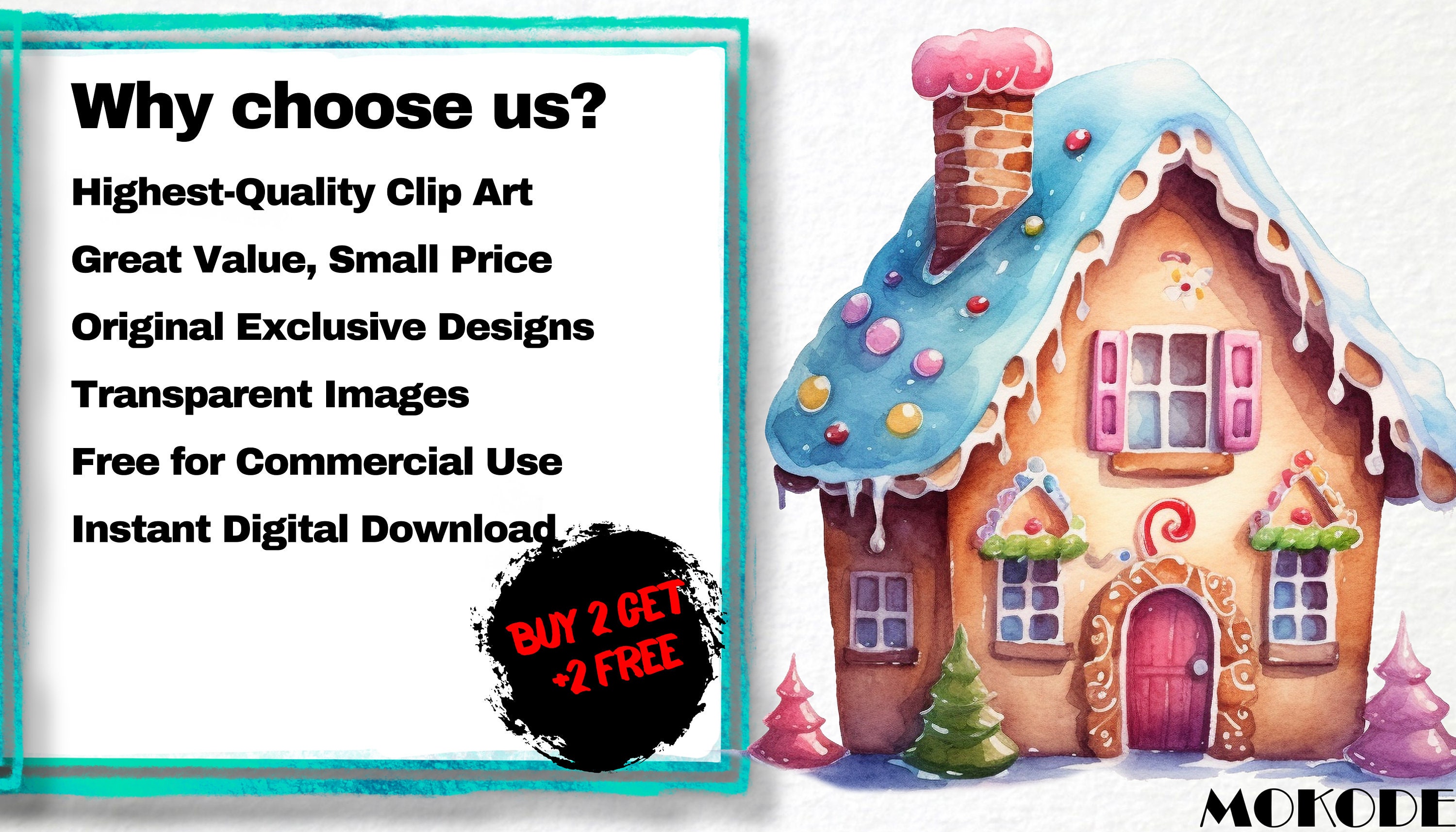 Gingerbread House Clipart, Set of 25, Christmas Clipart, Candy House ...