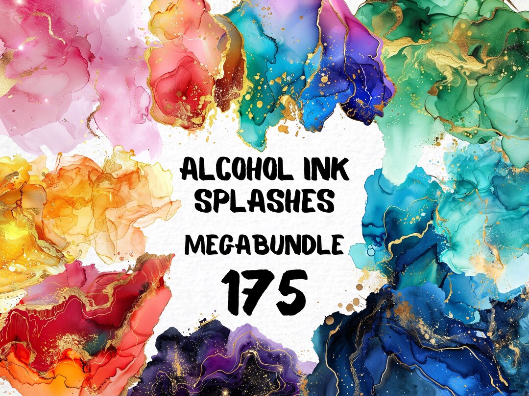 Abstract Alcohol Ink Color Splash Megabundle Clipart 175 Png ...