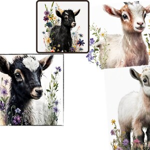 Cute Goat Watercolor Clip Art Funny Kid Design Bundle Watercolor Cute ...