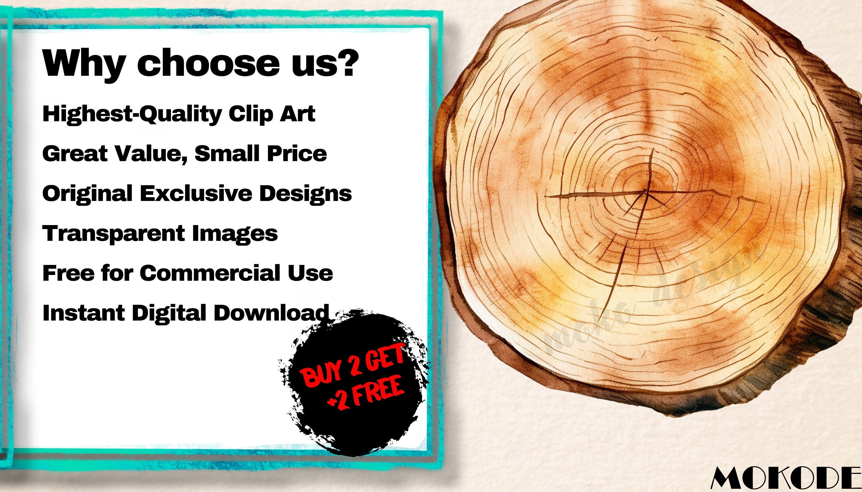 Watercolor Twigs & Logs Clipart Bundle, Set of 21, Wood Borders, Stick ...