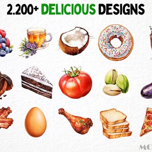 Watercolor Food Clipart Megabundle, 2500+ PNG Graphics (digital Prints ...
