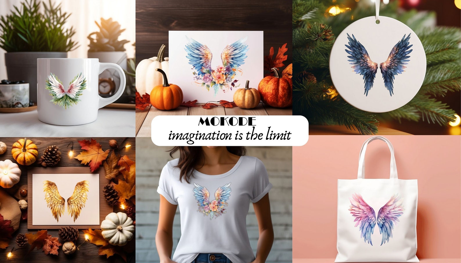 Angel Wings Clipart Set, Watercolor Feather Wings (20 PNG) - Etsy