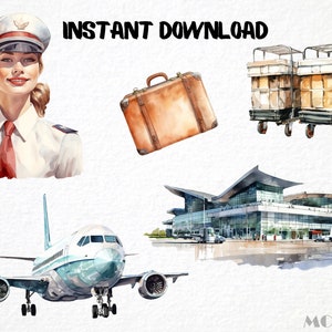 Watercolor Aviation Clipart – Flight Crew, Airplane PNG (34 Files) - Etsy