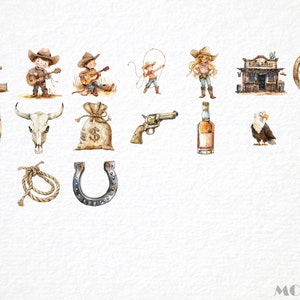 Watercolor Cute Cowboy Clipart 45 Png, Western Clipart, Wild West ...