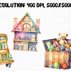 Watercolor Childrens Toy Clipart, Set of 90, Playtime Clipart Bundle ...