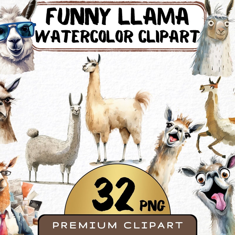 Cute Llama Clipart - Etsy