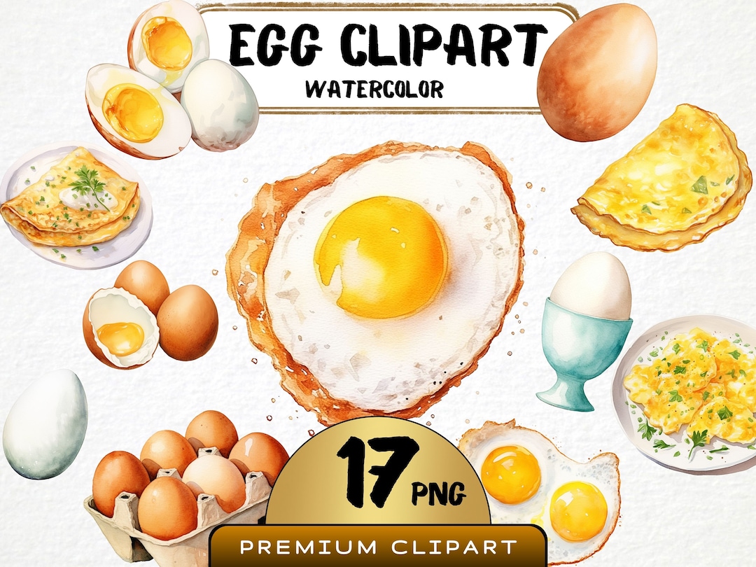Watercolor Egg Clipart, 17 Png, Scrambeled Egg Breakfast, Food Graphics ...