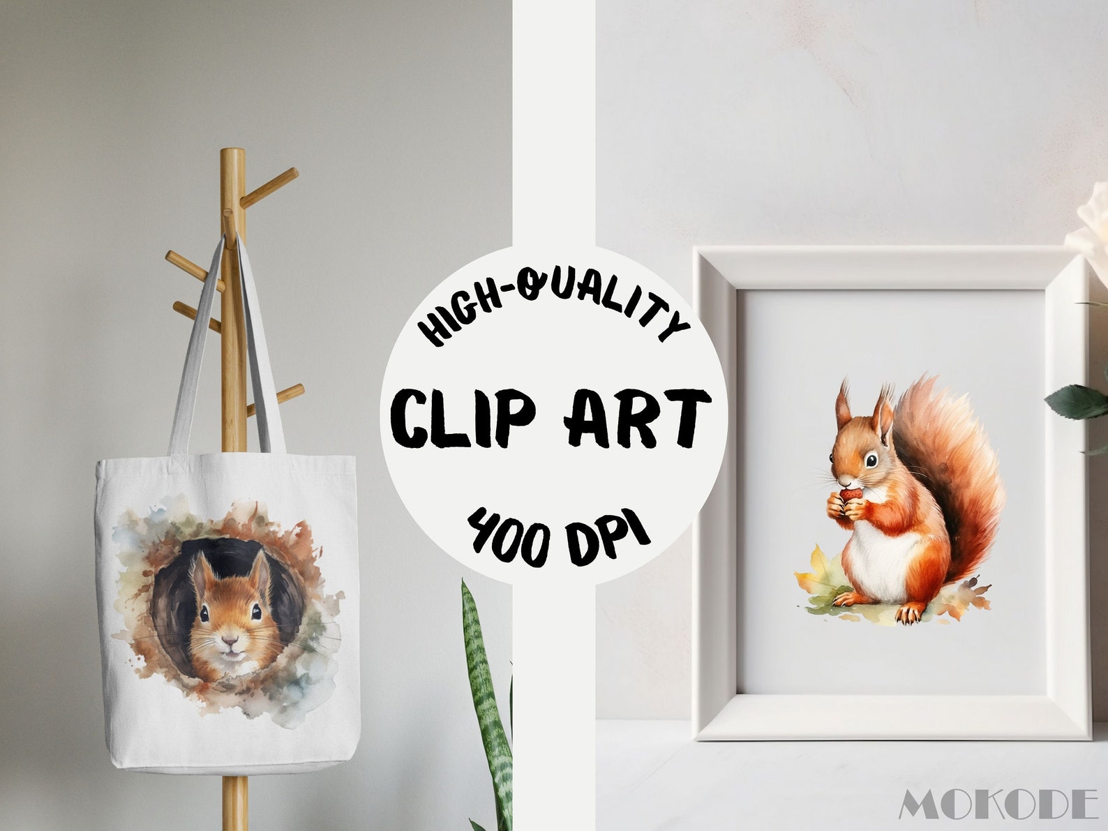 Watercolor Squirrel Clipart, Autumn Forest Animal Art (25 PNG) Digital ...