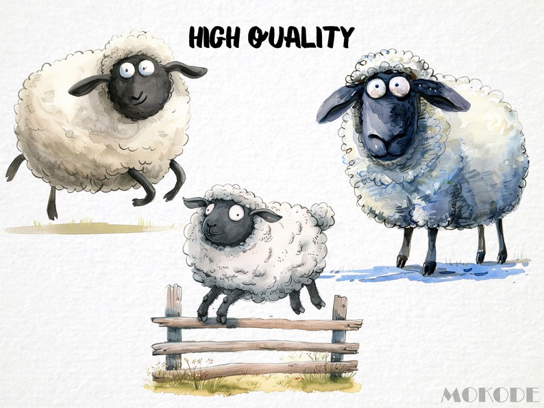 Funny Sheep Watercolor Clipart, Farm Animal Caricatures (32 PNG) - Etsy