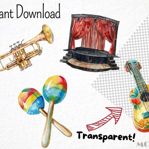 School Musical Clipart 33 Png, Watercolor Kids Instruments, Piano Png ...