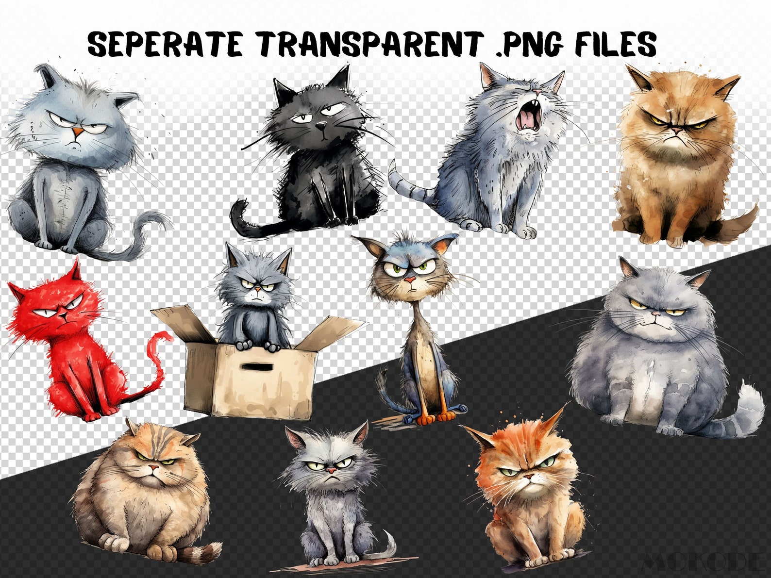 Funny Grumpy Cat Clipart 27 Png, Cute Caricature Cat, Angry Kitty ...
