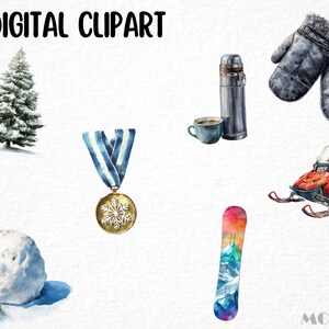 Winter Sport Clipart 46 PNG, Ski and Snowboard Watercolor Illustration ...