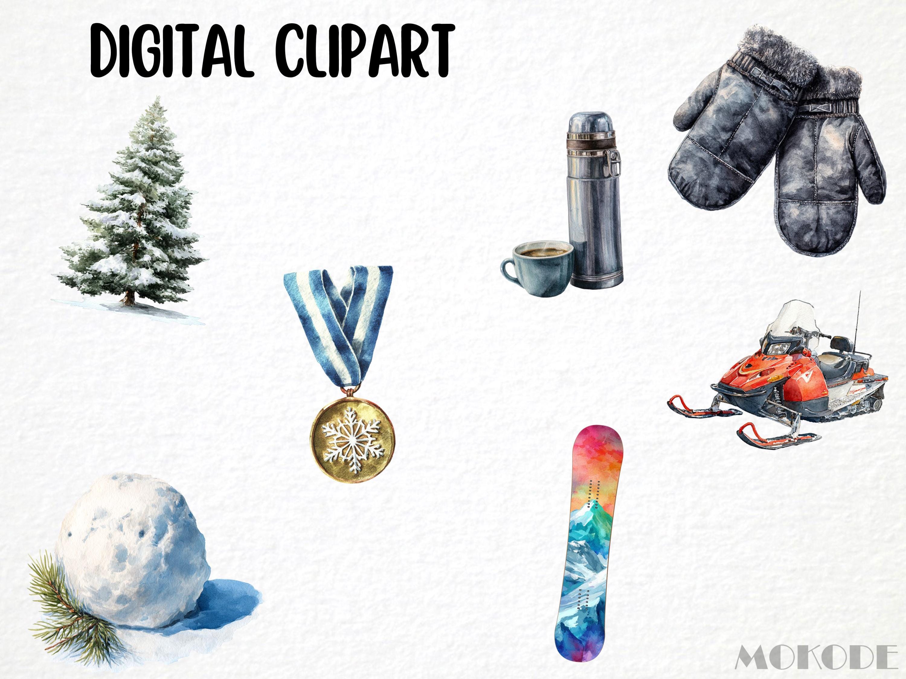 Winter Sport Clipart 46 PNG, Ski and Snowboard Watercolor Illustration ...