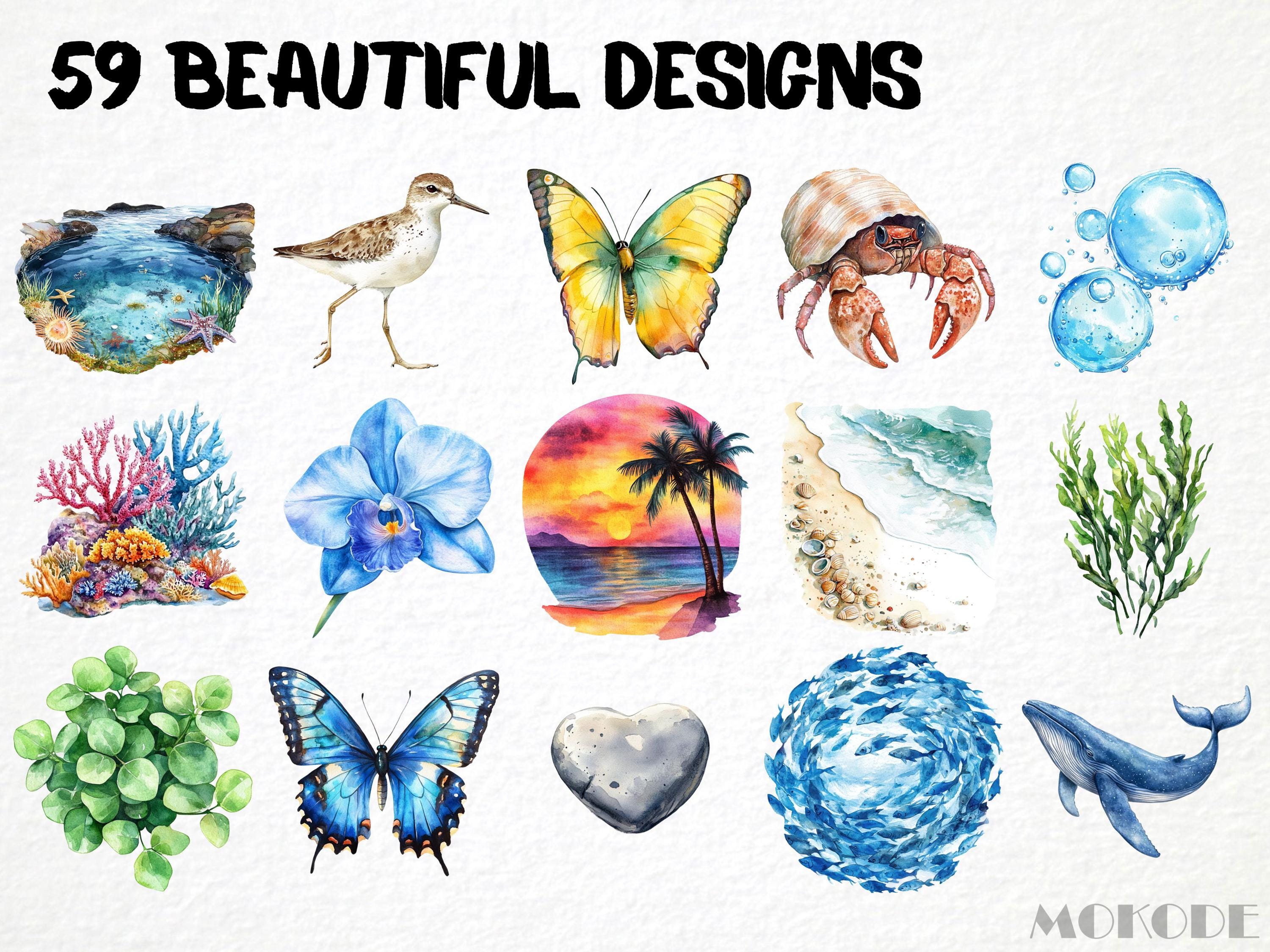 Watercolor Beach Nature Clipart 61 Png, Tropical Ocean, Summer Png ...