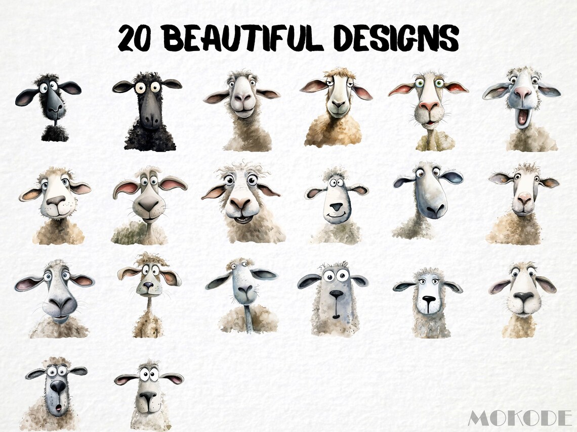 Funny Sheep Face Clipart 20 Png, Cute Caricature Farm Animal, Sheep ...
