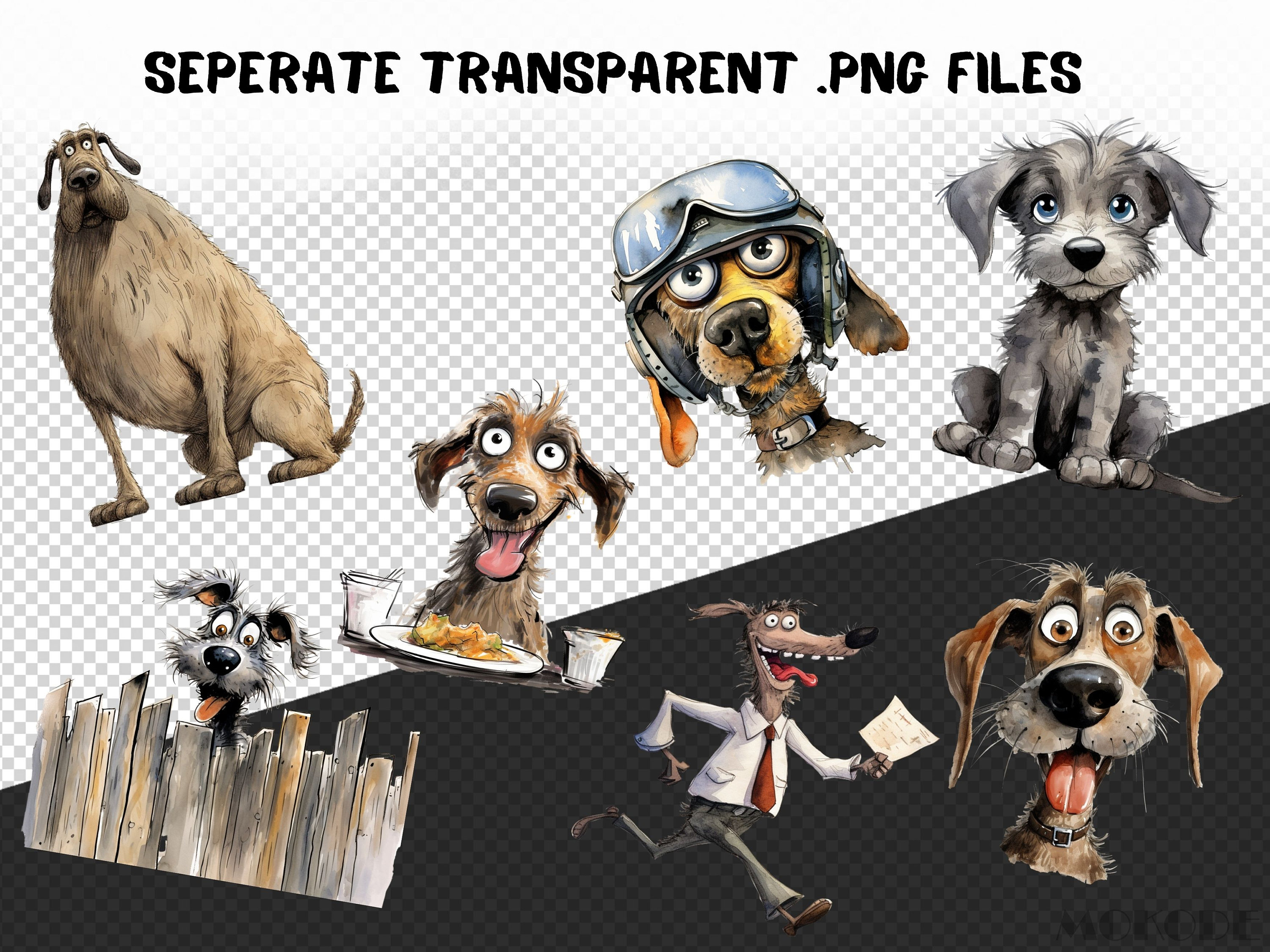 Funny Dog Clipart 50 Png, Cute Caricature Pets, Quirky Puppies ...