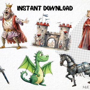 Funny Medieval Kingdom Clipart 33 Png, Quirky Knight, Watercolor King ...