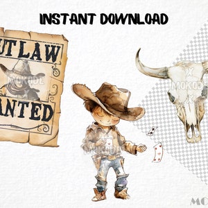 Watercolor Cute Cowboy Clipart 45 Png, Western Clipart, Wild West ...