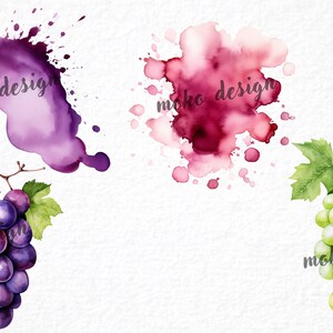 Watercolor Wine Clip Art Digital Png Winery Grapes Red Wine Brewery ...