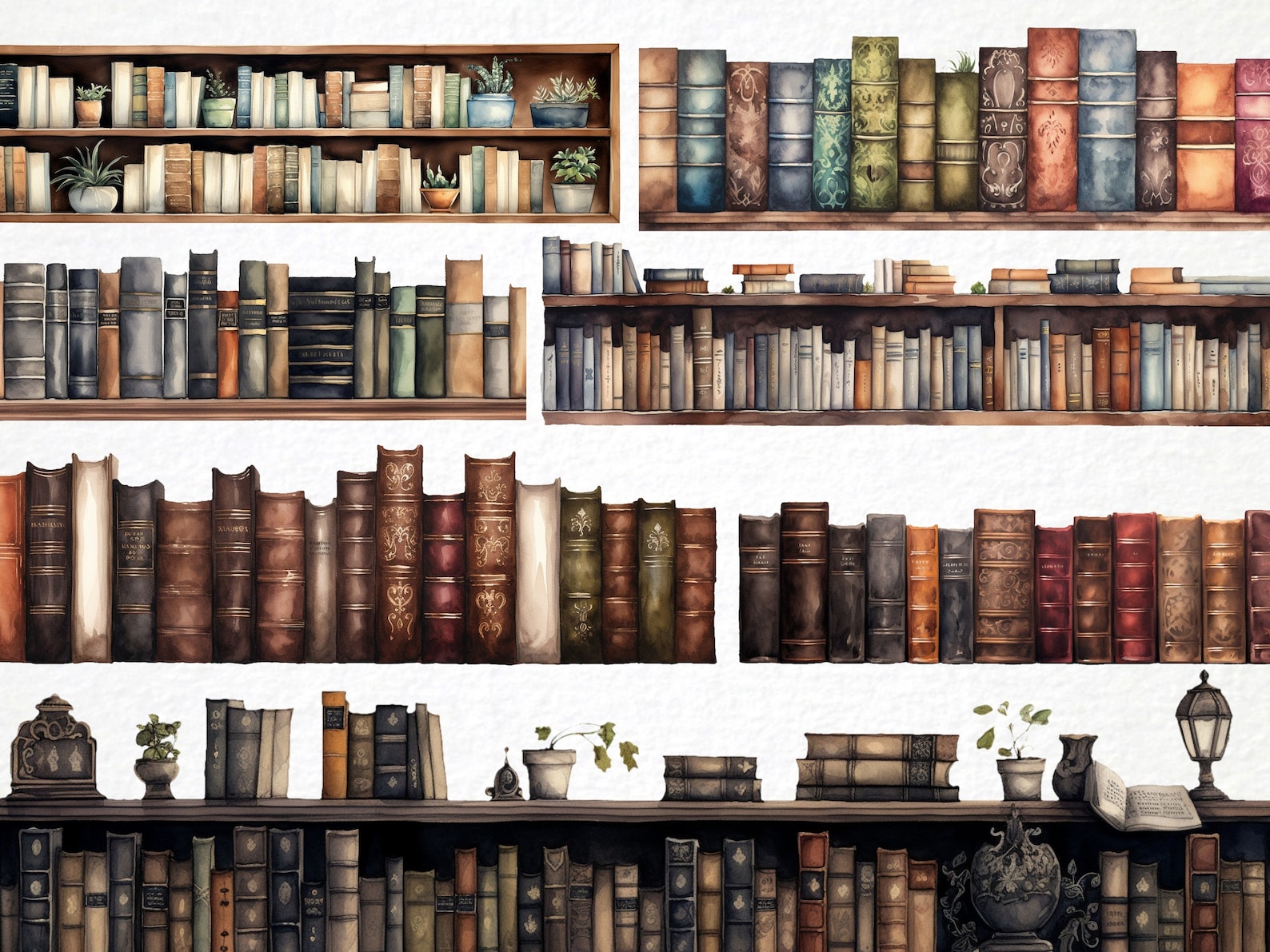 Watercolor Book Borders 62 Clipart Bundle, DIY Library Graphics ...