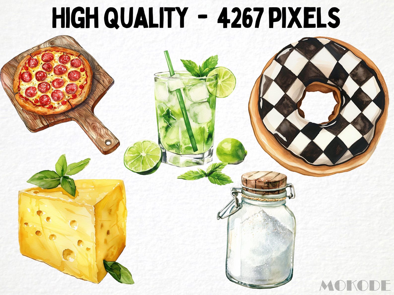 Watercolor Food Clipart Megabundle, 2500+ PNG Graphics (digital Prints ...