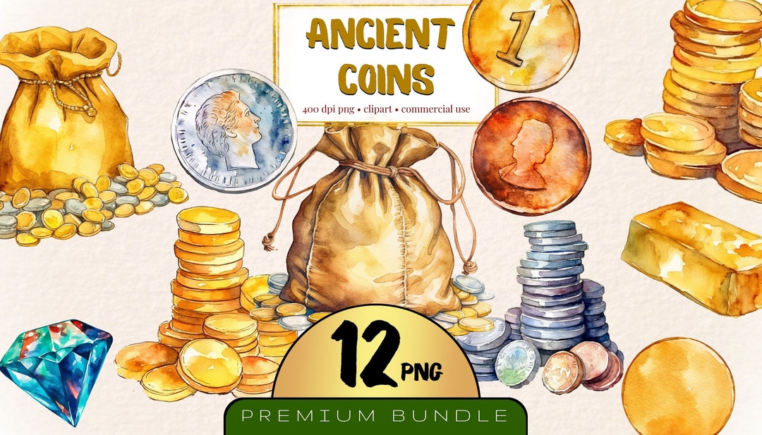 Gold Clipart Digital Gold Clip Art, Set of 12, Gold Bar, Silver Coin ...