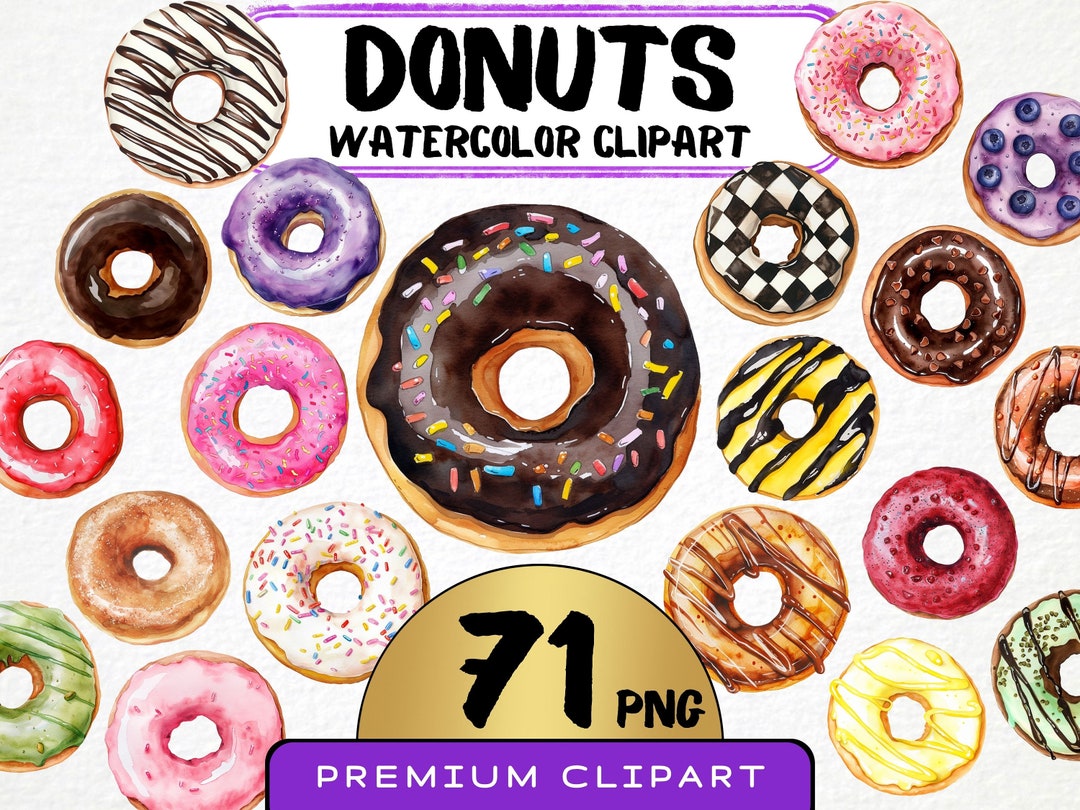 Watercolor Donuts Clipart 71 Png, Doughnut Flavour Graphics, Pastries ...