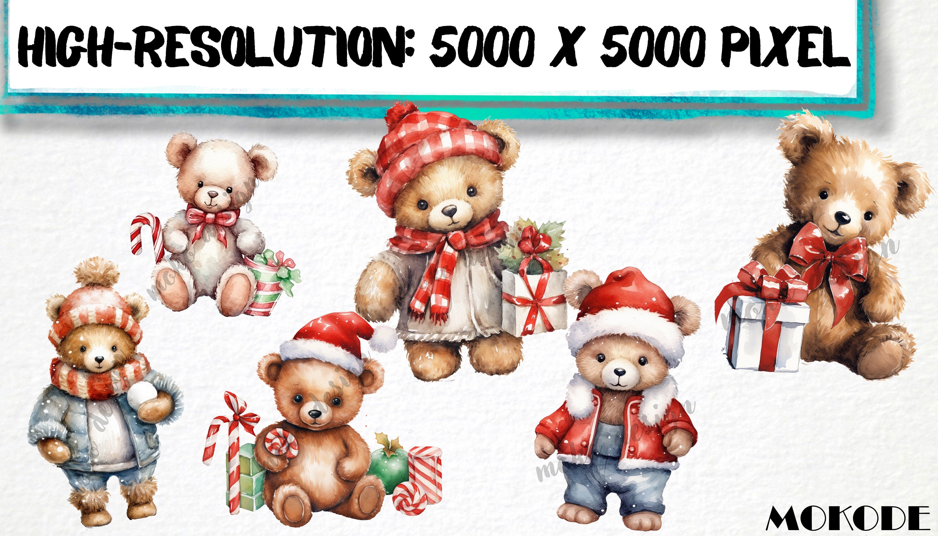 Christmas Teddy Bear Clipart Set of 20 Cute Christmas Bear - Etsy
