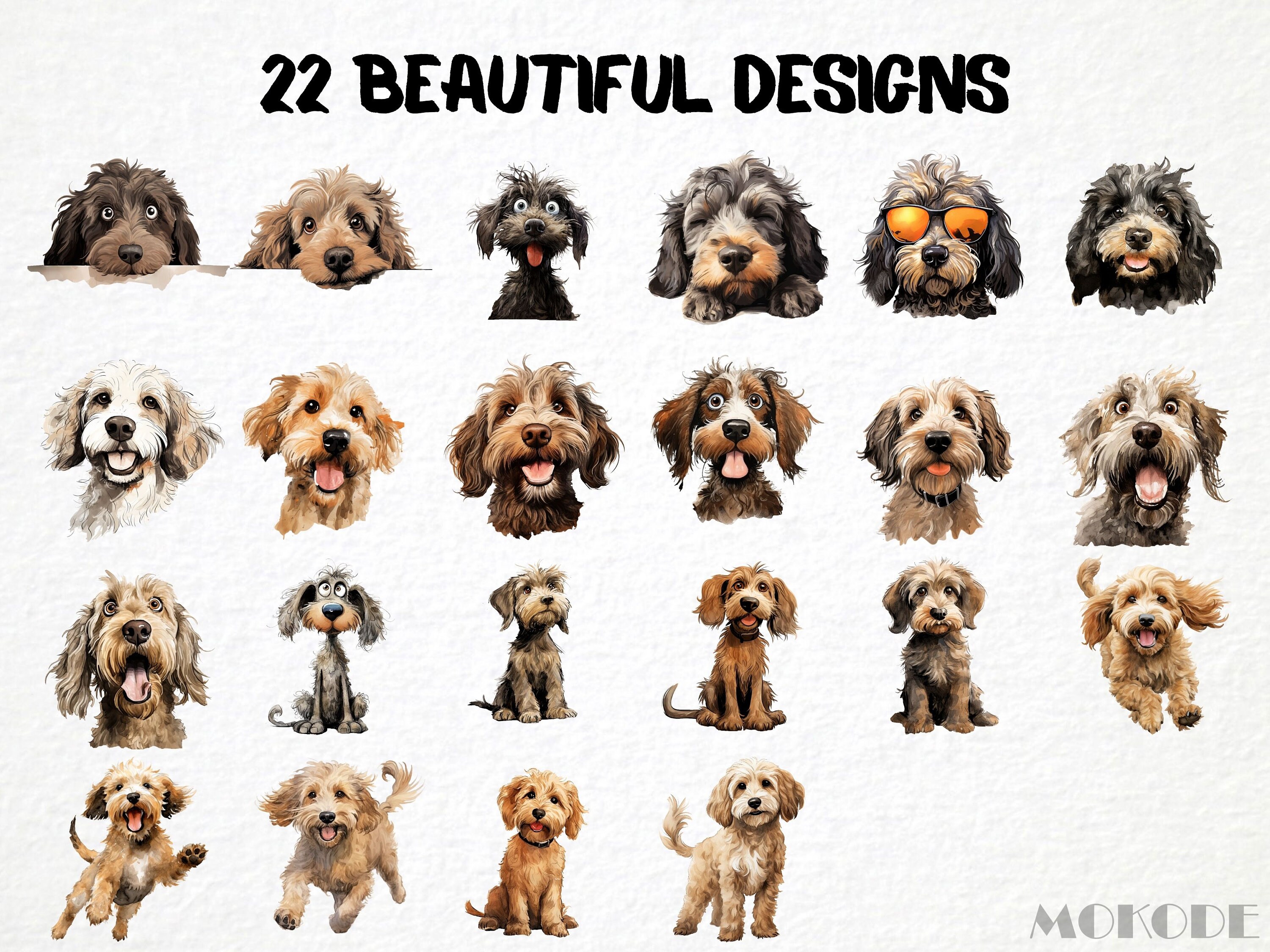 Funny Cockapoo Dog Clipart 22 Png, Cute Caricature Pet, Puppies ...
