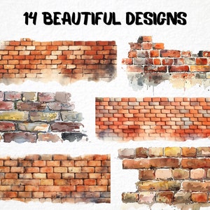 Watercolor Brick Wall Borders 14 Png Clipart Bundle, DIY Graphics ...