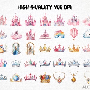 Watercolor Princess Clipart 138 Pink Princess Nursery, Medieval Royal ...